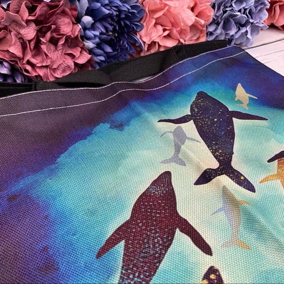 Bags | Ecofriendly Folding Blue Ocean Whale Tote Bag | Poshmark